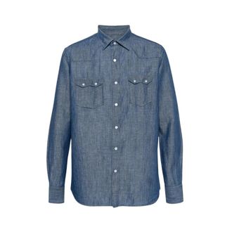 Lardini Chemise en chambray &agrave; manches longues - Homme - Chemises - Bleu - Taille: XL