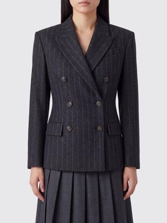 Brunello Cucinelli Kurzer Zweireiher-Blazer aus Nadelstreifen-Wolle mit fallendem Revers
