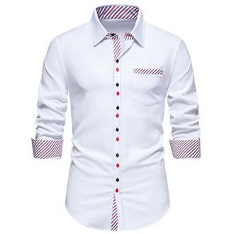 Generic Chemise d&eacute;contract&eacute;e &agrave; manches longues pour homme - Cardigan - Chemises bon march&eacute; pour homme, Blanc., XXL