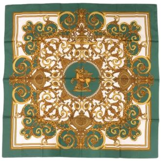 Herm&egrave;s Pre-owned Vintage Silk Scarf - Femme - Pre-owned - Vert - Taille: ONE Size