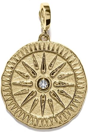 Azlee grand pendentif Sunburst en or 18ct à diamants