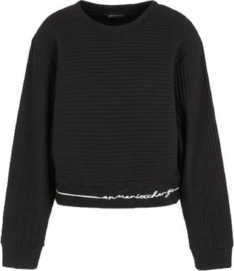 A|X Armani Exchange Femme, Pulls, Noir, Taille: 38 FR Sweat &agrave; Capuche Ray&eacute;