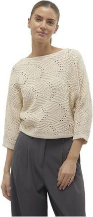 Vero Moda Vmgigi Noos Pull à col Bateau 3/4 Sweater, Bouleau, L Femme