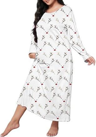 Generic YIzdegg Chemise de nuit à manches courtes en coton pour femme - Respirante - Vêtement de détente - Imprimé - Manches courtes - Col rond - Confortable 