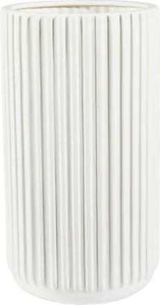 Novel Vase, Wei&szlig;, Keramik, zylindrisch, 30 cm, nur zu Dekorationszwecken, handgemacht, Dekoration, Vasen