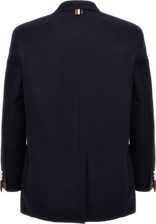 Thom Browne Wool Seersucker Blazer - Navy