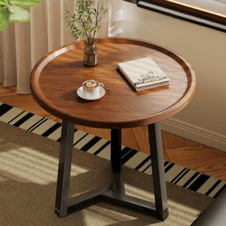 Generic Beistelltisch Holz, Kleiner Beistelltisch Mit Dreieckigem Verbindungsfu&szlig;, Beinen Aus Kohlenstoffstahl, Hohe Belastbarkeit