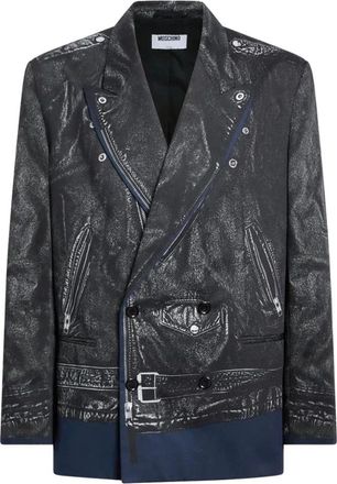 Moschino Giacca Biker Trompe LOeil - - Jackets - Herren - Mehrfarbig - L
