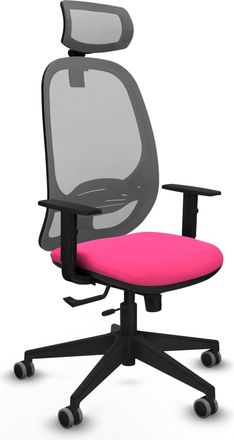 Piqueras y Crespo Computerstuhl in Rosa mit 1D-Armen, h&ouml;henverstellbare Lendenwirbelst&uuml;tze und h&ouml;henverstellbares Kopfteil, Grau/Rosa
