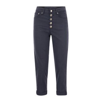 Dondup Femme, Jeans, Bleu, Taille: W28 Pantalon Coupe Ample &agrave; Boutons Bijoux