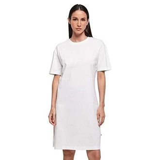 Build Your Brand Femme Ladies Organic Oversized Slit Tee Dress Robe, Blanc, 3XL EU