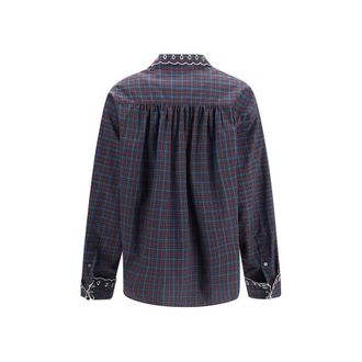 Marni Embroidered Checked Cotton Shirt - Blue