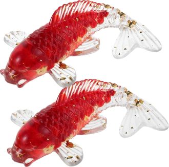 BESTONZON Kristall Koi Fisch Tierfigur 2 St&uuml;ck Handgefertigt Gl&uuml;cksbringer Tischdekoration Feng Shui Symbol F&uuml;r B&uuml;ro Und Zuhause