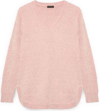 Fiorella Rubino Femme, Pulls, Rose, Taille: 42 FR Pull en chenille à col V