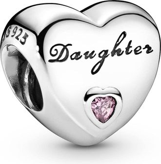 Pandora Damen-Bead Daughter-Herz 925 Silber Zirkonia rosa - 791726PCZ