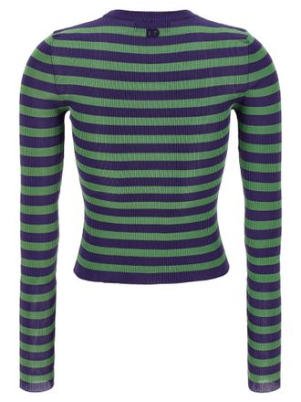 Dolce & Gabbana Striped Viscose Ribbed Sweater - purple