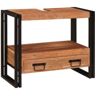 vidaXL Vidaxl - Meuble sous-vasque de salle de bain Bois dacacia massif, fer