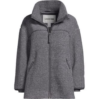 Lands End Sherpa-Fleecejacke, Damen, Gr&ouml;&szlig;e:36-38 regular, Grau, Polyester, by Lands End