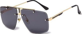 Generic Lunettes de soleil vintage sans monture pour homme UV400, 2, Taille unique