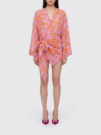The Attico Robe portefeuille midi en coton &agrave; imprim&eacute; animalier