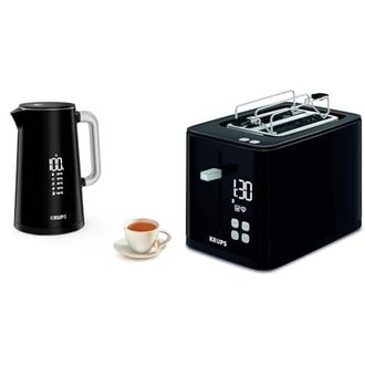 Krups Krups Smartn Light Bouilloire &eacute;lectrique 5 niveaux de temp&eacute;rature Affichage num&eacute;rique | Capacit&eacute; 1,7 L | Noir & Grille-pain Smartn Light Avec &eacute;cran nu