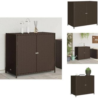 vidaXL Gartenschrank Braun 83x45x76 cm Poly Rattan - Outdoor-Schrank - Gartenschrank - Stauraum - Gartenorganisation - Rattan Gartenm&ouml;bel