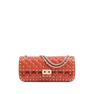 Valentino Garavani Rockstud Spike Schultertasche - - Bags - Damen - Orange - ONE SIZE