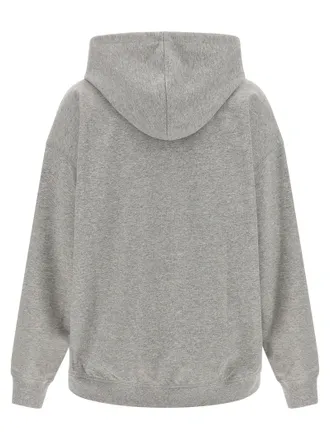 Ganni Tiger-Graphic Cotton Hoodie - Grey