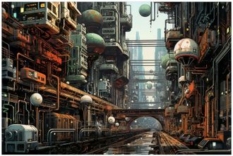 Wallario K&uuml;chenr&uuml;ckwand aus Glas 90 x 60 cm, Motiv: Industriestadt in der Zukunft | Spritzschutz abwischbar & pflegeleicht