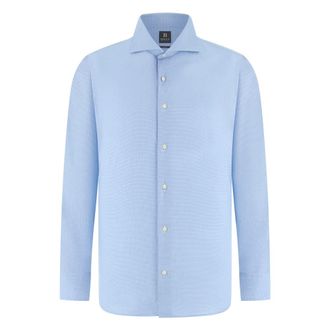 Boggi Milano Homme, Chemises, Bleu, Taille: 4XL Chemise en coton &agrave; motif pied-de-poule coupe slim