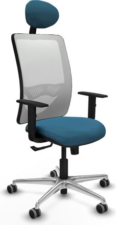 Piqueras y Crespo Stuhl Zulema mit 1D-Armlehnen, h&ouml;henverstellbarer Lendenwirbelst&uuml;tze und festem Kopfteil, ausgestattet mit Sincro 3 Positionen und Schneideschaum, Wei