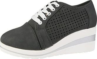 Generic Chaussures de marche &agrave; enfiler pour femme - Chaussures compens&eacute;es respirantes en cuir - Antid&eacute;rapantes - L&eacute;g&egrave;res et confortables - Chaussures de loisi