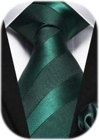 Hisdern Cravate et pochette pour hommes avec &eacute;charpe ray&eacute;e pour mariage