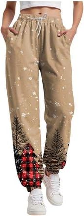 Generic Pantalon de jogging ample taille haute avec poches, cordon de serrage élastique et jambes larges pour gym, entraînement, course à pied et fêtes de Noë