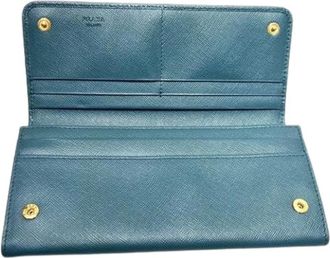 Prada Portefeuille long (bi-pli) Pre-owned - Femme - Pre-owned - Bleu - Taille: ONE Size