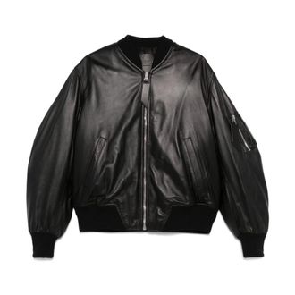 The Attico Femme, Vestes, Noir, Taille: 34 FR Veste Bomber en Cuir Noir
