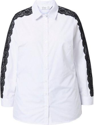 Miamoda Longbluse Bluse A-Linie Spitze auf Schultern und Langarm