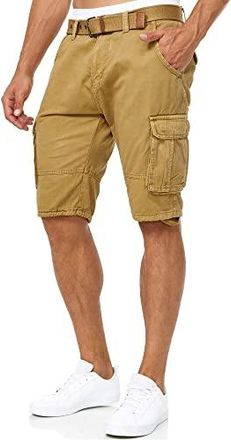 Indicode Hommes Monroe Cargo Shorts | Pantalon Court Cargo avec Ceinture Amber XXL