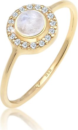 Elli Ringe - Ring Verlobung Mondstein Diamant (0,08 ct) 585 Gel - Gr. 54 MM - in Gold - für Damen