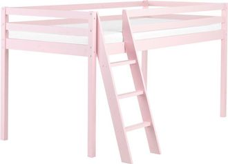 Beliani Beliani - Lit Simple Enfant Mi-Hauteur en Bois de Pin 90 x 200 cm avec Sommier à Lattes Rose Ascoux