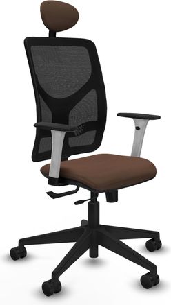 Piqueras y Crespo Stuhl mit Lendenwirbelst&uuml;tze mit wei&szlig;en und schwarzen Armlehnen und festem Kopfteil, ausgestattet mit Syncro/Traslack und Schneideschaum, mit Rollen v