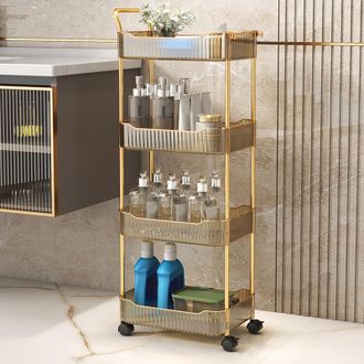 Generic Küchenwagen, Rollwagen aus transparentem Acryl - 4-stöckige Mobile Regale mit Griff und feststellbaren Rädern für die Organisation von Badezimmer, Küc