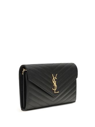 Saint Laurent Womens Logoed Shoulder Bag Nero Calf Leather Bos Taurus