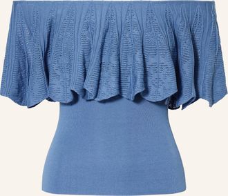 BA&SH Ba&Sh Off-Shoulder-Stricktop Salda Mit Volants blau
