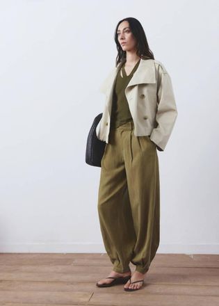 Mango Feinstrick-Top mit kombiniertem Kragen khaki - Damen - XS - MANGO