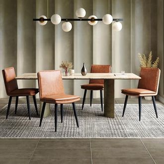 Merax Lot de 4 chaises de salle à manger en polyuréthane de qualité supérieure avec coussins dassise doux à double couche, dossier ergonomique et pieds en m