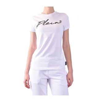 Philipp Plein Femme, Tops, Blanc, Taille: 38 FR T-Shirt Élégant