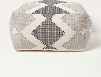 Homescapes Pouf Malmö geometrisch gemustert 55 x 30 cm - Sitzsack-Hocker creme-grau-schwarz