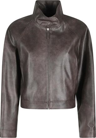 Low Classic LOW Classic, Femme, Vestes, Brun, Taille: 38 FR Veste en cuir &agrave; col montant