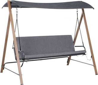 Beliani Balancelle de Jardin Moderne Auvent en Acier Polyester Gris Bonagia